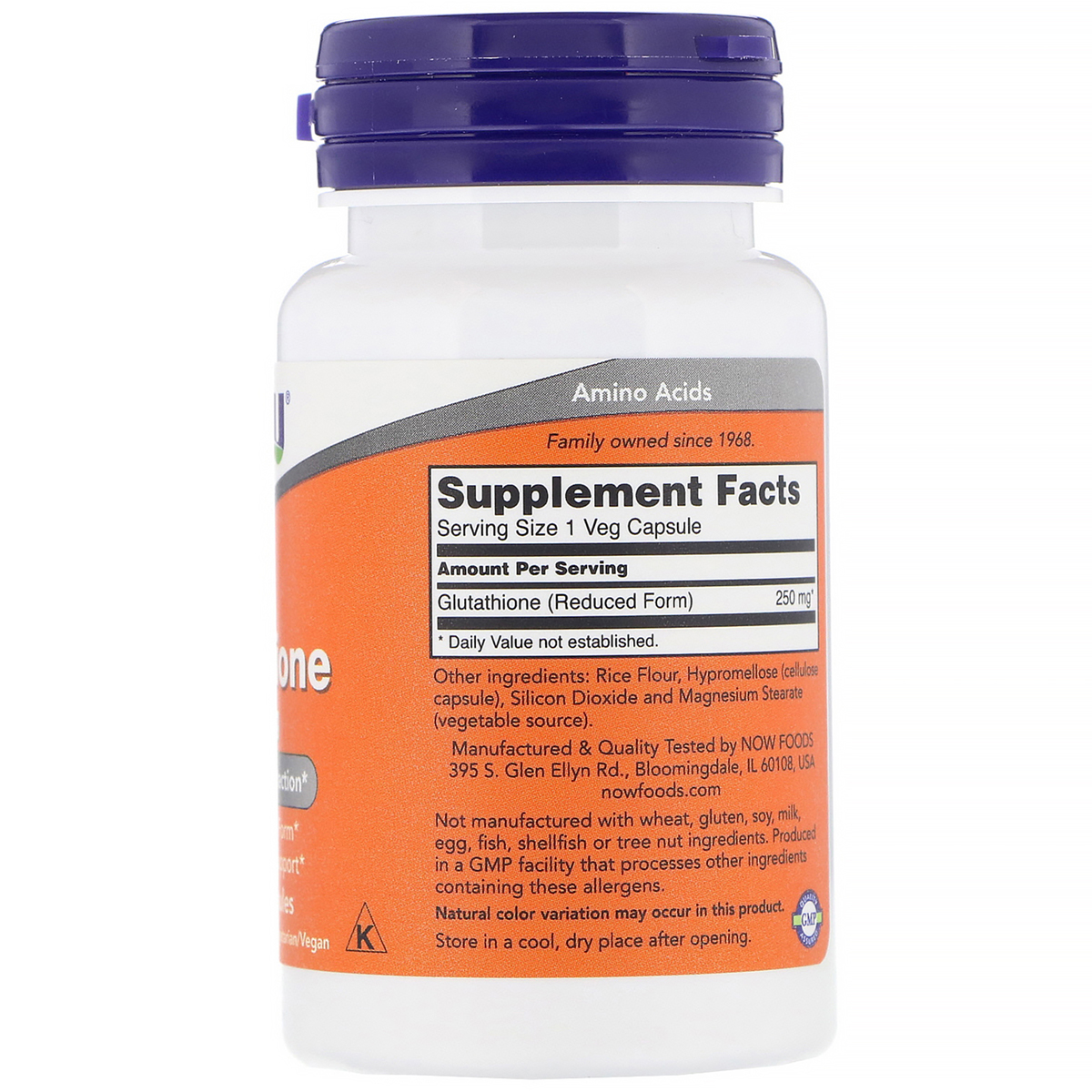 Глутатион, Glutathione, Now Foods, 250 мг, 60 вегетарианских капсул ...