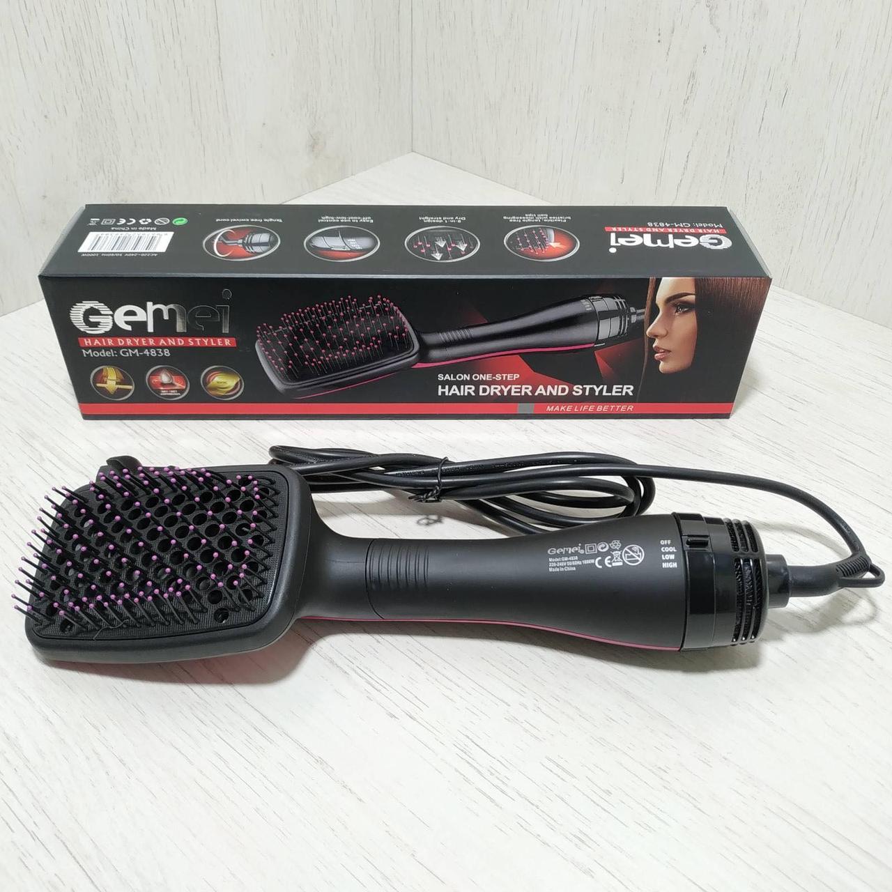 Фен-расческа для волос Gemei GM-4838 Чорний ціна, купити оптом та в ...